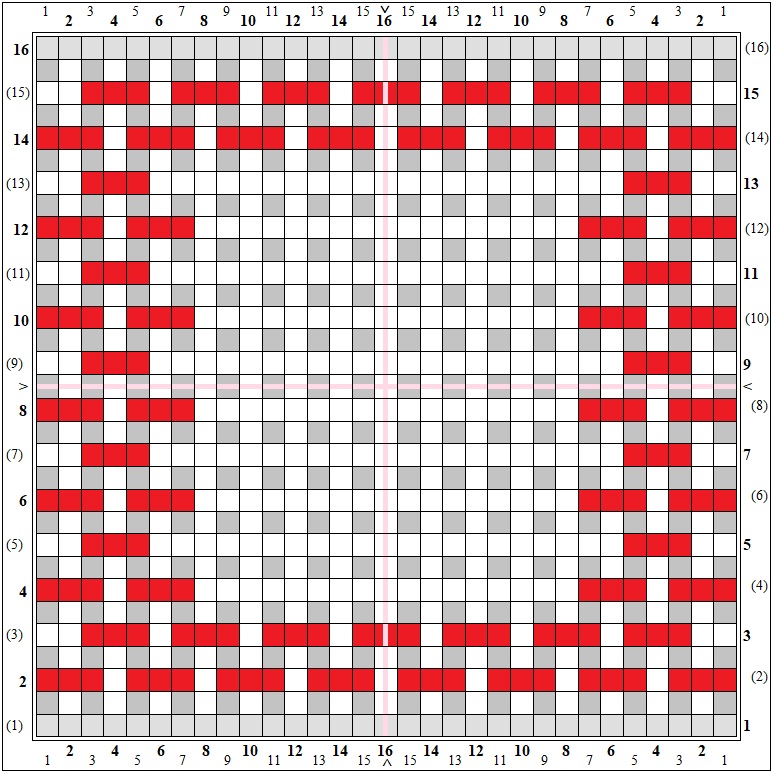 Recessed Square 1 — 4″ (31 x 31) pattern – Adventures in Pin Loom Weaving